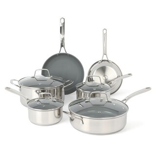 Martha Stewart Delarouz 10 Piece Stainless Steel Non-stick Cookware Set - Bed Bath & Beyond ...