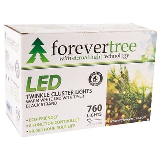 Forever Tree760 LED Twinkle Cluster Warm White Lights w Black Wire ...