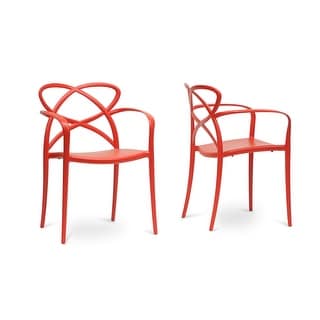 Huxx Red Plastic Stackable Modern Dining Chair - 2pcs - Bed Bath ...
