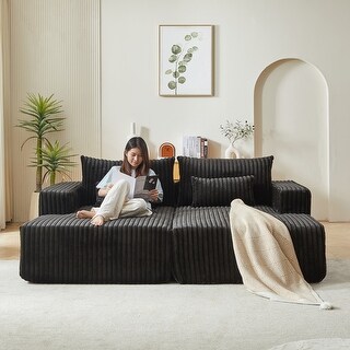 Fluffy Modern Sleeper Sofa Bed Lounge Chaise Cloud Plush Loveseat - Bed ...
