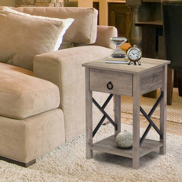 A Set of Two Rural Style Drawers with X-Shaped Side Design and Pull-out ...