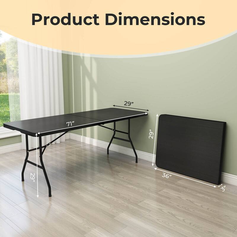 Costway 6' Folding Table Portable Plastic Indoor Outdoor Picnic Party ...