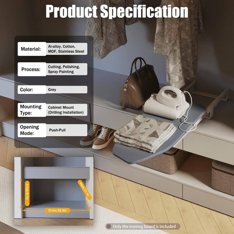 Built-in Cabinet Retractable Ironing Board with Heat-Resistant Cover ...