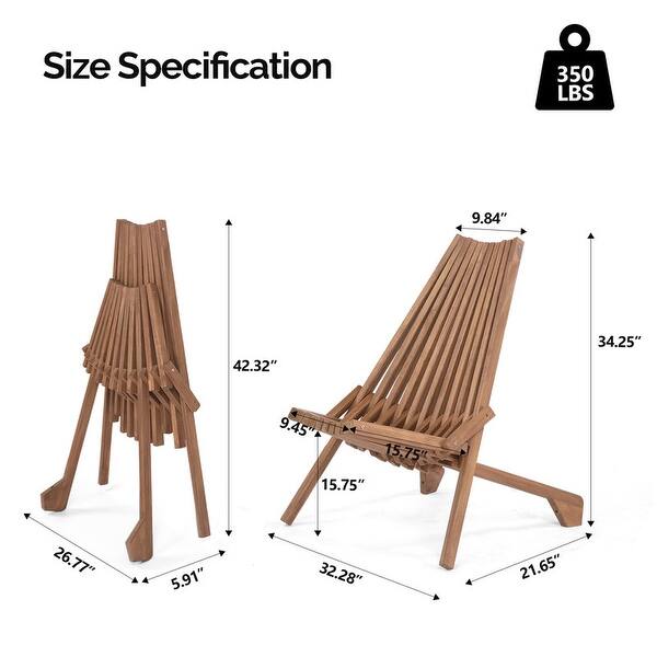 Wood Strip Splicing Outdoor Folding Chair - Bed Bath & Beyond - 40224432