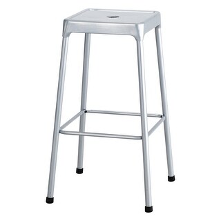 Bar-Height Steel Stool, Backless, Supports Up to 250 lb, Silver - Bed ...