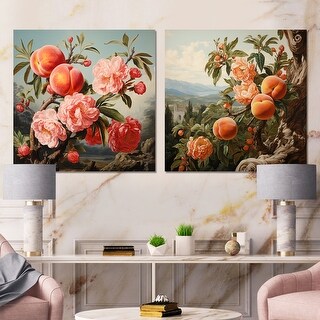 Designart "Renaissance Painting Of A Peach Fruit I" Fruits Metal Wall ...