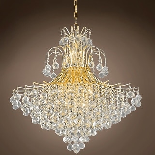 Contour 15 Light 31" Gold Chandelier With Clear European Crystals - 35. ...