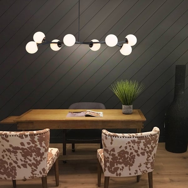 8 - Lights Modern Sputnik Linear Bubble Chandelier With Globe White ...