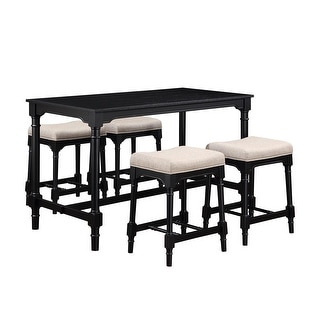5 Piece Rectangular Spindle Leg Counter Height Dining Set in Oatmeal ...