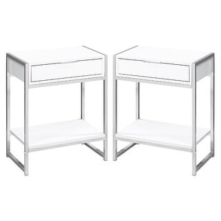 20" Storage Accent End Table in White and Chrome - Set of 2 - 54 x 84 ...
