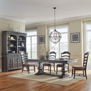 Paradise Valley Saddle Brown Trestle Table Set - Bed Bath & Beyond ...