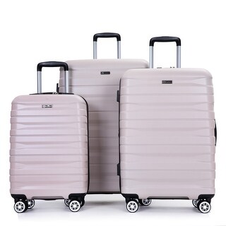 3 Piece PC Luggage Sets Expandable Suitcase with Two Hooks,TSA Lock ...