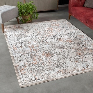 Eclipse Collection Dark Beige Distressed Area Rug - Bed Bath & Beyond ...
