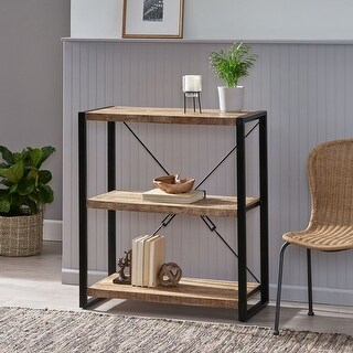 Modern 3 Tiers Wooden Shelf Rack,Open Display Shelf with Iron Frame ...