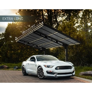 Sydney 10 ft. Wave Single & Double Carport Kit - Black Structure ...