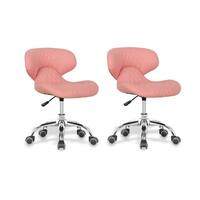 Set of 2 Hugo Short Stool Adjustable 13" to 15" Low Rolling Chair with ...