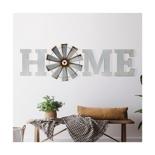 Wood "Home" Letters W/ Windmill with Distressed Finish - (WxHxL): 74.00 ...