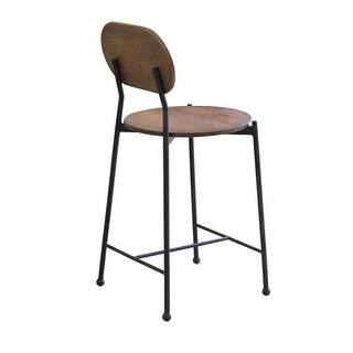 38" Brown and Black Wood and Metal Bar Chair With Footrest - 18 - Bed ...