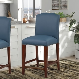 Stationary Faux Leather Counter Stool with Nail Heads - Bed Bath ...