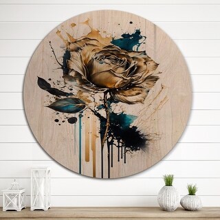 Designart "Roses Flow Flower On Abstract Fusion V" Modern Wood Wall Art ...