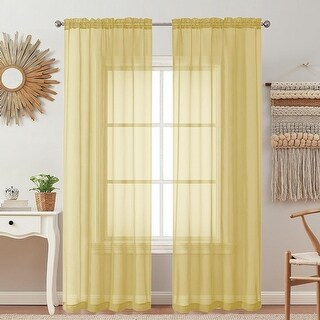 2 Pack Basic Gold Sheer Curtain 84 Inches Long,42 W - 84 L - Bed Bath ...