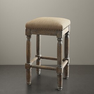 Rustic Handcrafted Solid Wood Counter Stools with Nailhead Trim, Set of ...