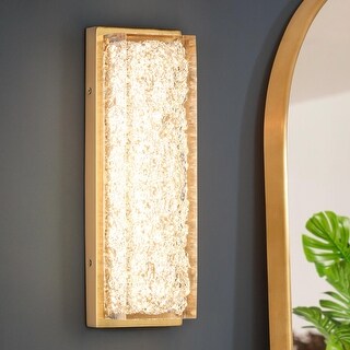 Modern Glam 1-Light Gold Resin Wall Sconce Rectangle LED Dimmable ...