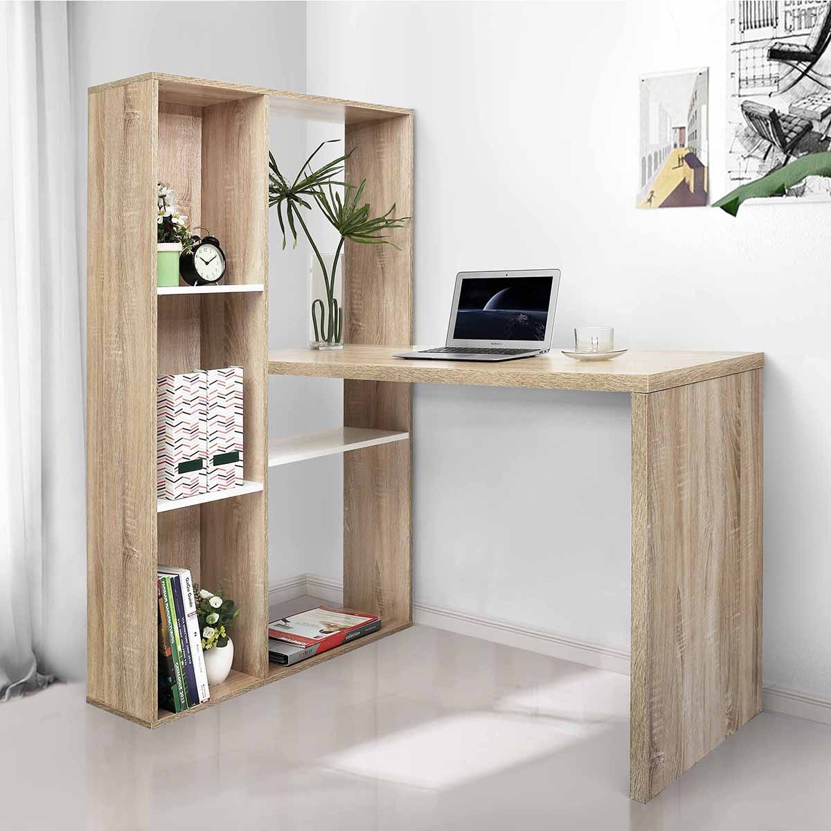 47.2 H 2 in 1 Computer Desk L Shape Desktop with Shelves Walnut L Shaped Desks Ladder Desk Secretary Desks Receptionist Desks Bed Bath Beyond 38259501