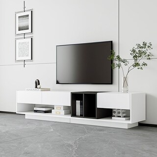 Sleek and Stylish Two-tone TV Stand for TVs Up to 80'' with Versatile ...