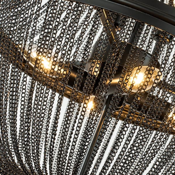 6-Light Modern And Contemporary Matte Black French Empire Chainmail ...