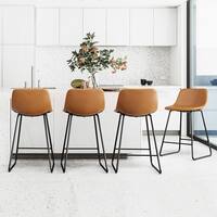 LUE BONA Metal Frame Bar Stools Counter Height Stools with Faux Leather ...