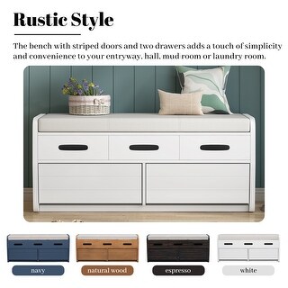 Upholstered Storage Bench Wooden Shoe Bench Hidden Storage Space, w/ 2 ...