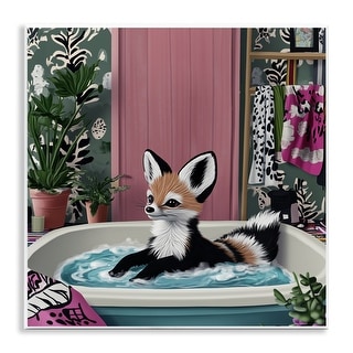 Stupell Bathing Fox in Tropical Bathroom Wall Plaque Art Design By ...