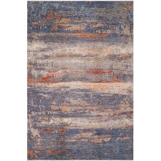 Contemporary Ziegler Victor Blue Rust Wool&Silk Rug - 10'0'' x 14'4 ...