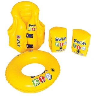 4-Piece Inflatable Yellow Swim Kid Children's Swimming Pool Float ...