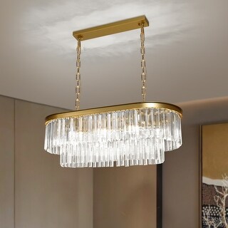 Gold Linear Crystal Chandelier for Kitchen, Adjustable Luxury ...