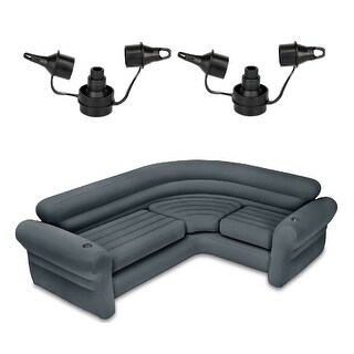 Intex Air Pump w/ 3 Nozzles (2 Pack) w/ Intex Inflatable Couch w ...