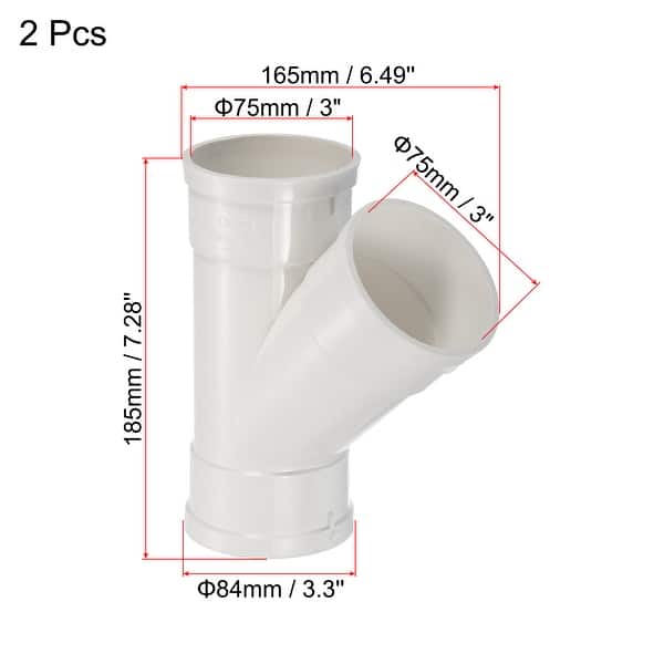 Wye Pipe Fitting, Y-Shape Splitter Duct Hose Connector for Drain Tubes ...