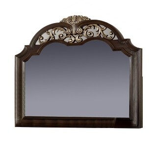 Traditional Style Mirror with Wooden Carvings and Molded Details, Brown ...