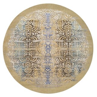 Shahbanu Rugs Tan and Chocolate Brown Hand Knotted Transitional Sarouk ...