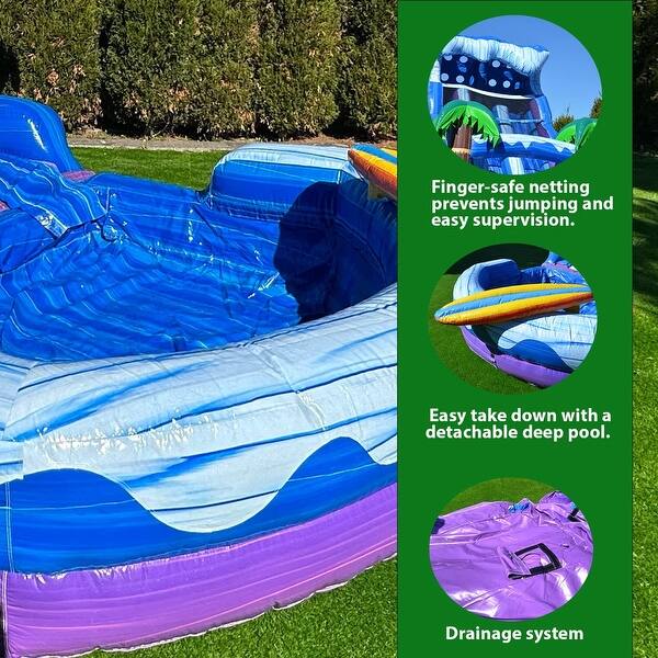 XJUMP 17ft Surf Beach Tall Inflatable Water Slide with Splash Pool - On ...