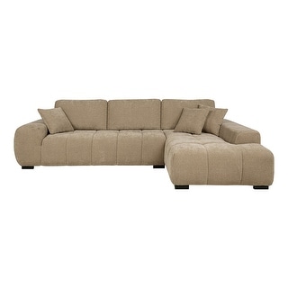 Upholstered Sectional Chaise Sofa with Wide Rounded Arms in Camel - Bed ...