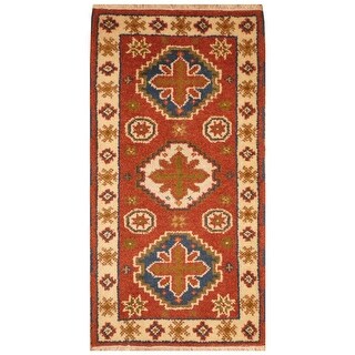 Handmade One-of-a-Kind Kazak Wool Rug (India) - 2'1 x 4' - Bed Bath ...