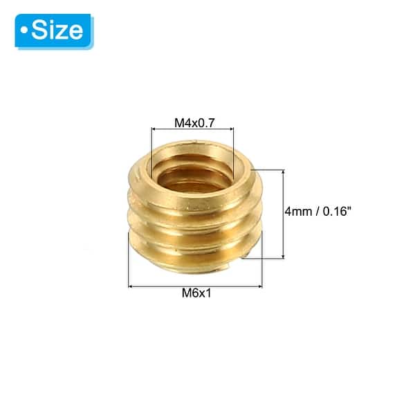Brass Threaded Repair Insert Nut, M6x1 to M4x0.7 Reducing Nut 4mm ...