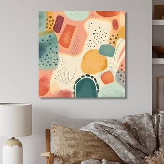 Designart "Orange Fun Pattern Of Shapes I" Modern Geometric Metal Wall ...