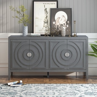 Side Cabinet with Circular Groove Design and Round Metal Door Handle ...