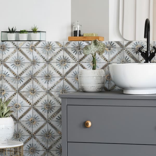 Merola Tile Harmonia Kings Marrakech Blue 13" x 13" Ceramic Floor and ...