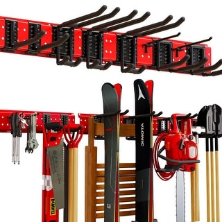 Hausource Garden Tool Organizer Wall Mount 48 in. With 9 Hooks,Shovel ...