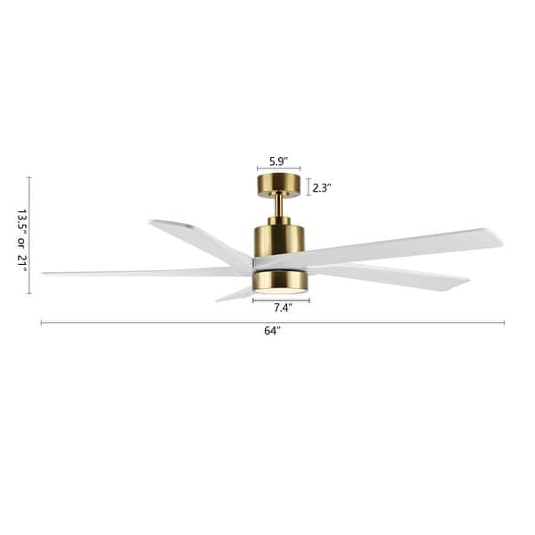 WINGBO 64 Inch DC Ceiling Fan with Lights and Remote Control, 5 ...