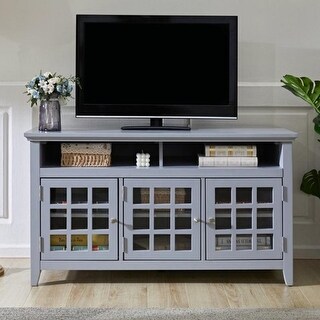 Rustic Style TV Stand with 3 Cabinets & 1 Open Shelfs, Media ...
